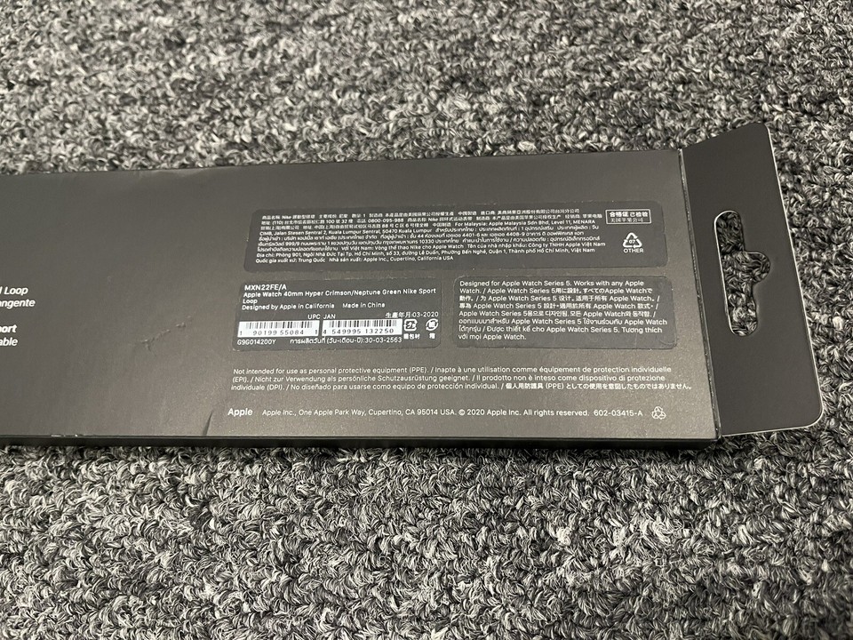 Genuine Apple Watch Nike Sport Loop Hyper Crimson/Neptune Green 38/40 ...