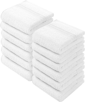 48X White Face Cloths Flannels Towels 500 GSM 100% Egyptian Cotton Wash ...