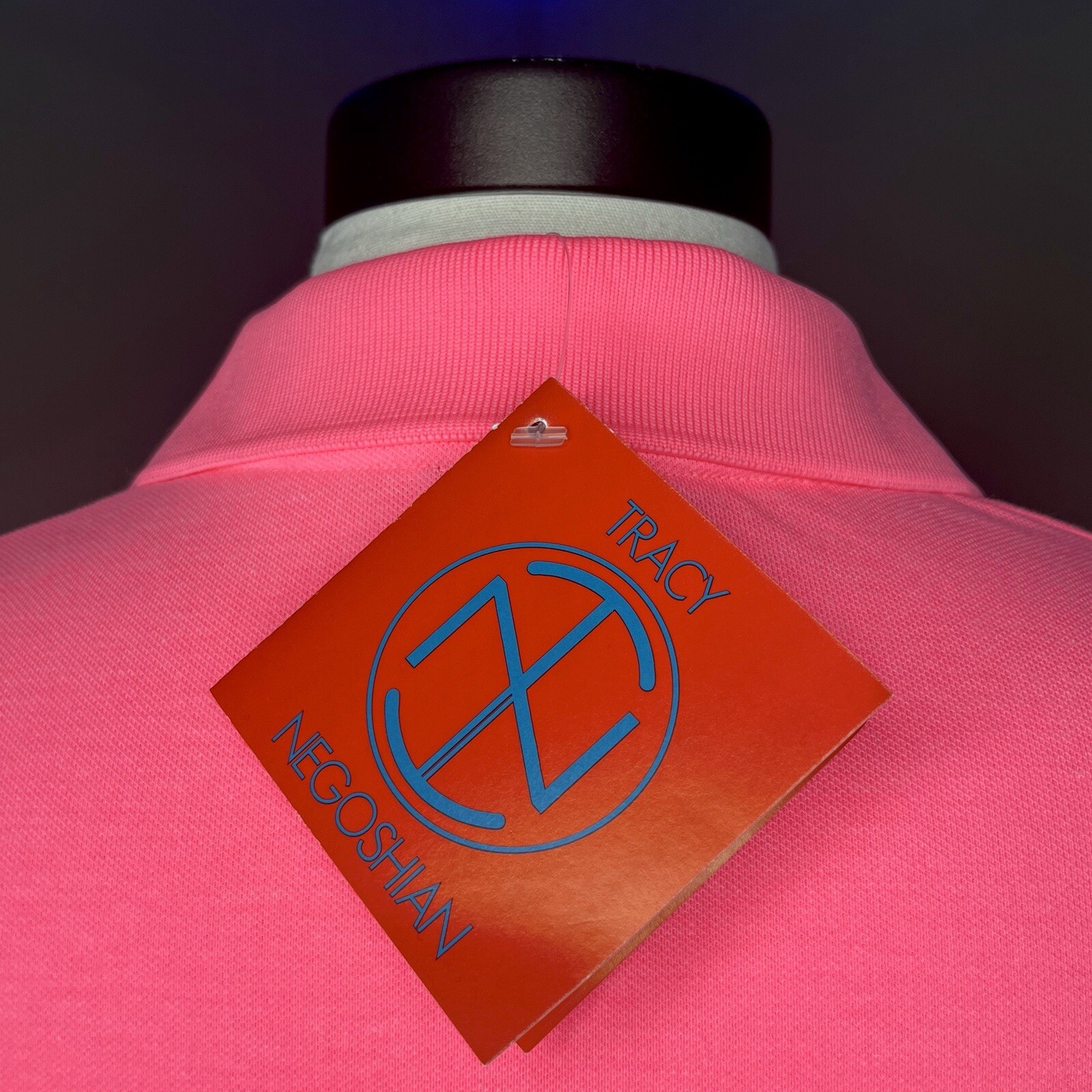 Tracy Negoshian Joyce Neon Pink Polo Shirt Size XS Logo Gold Buttons ...