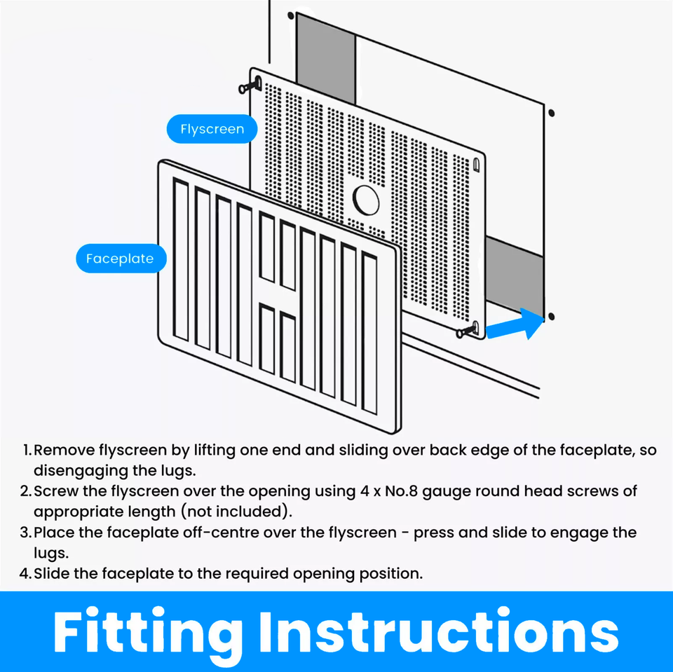 Air Vent Cover Flyscreen Hit & Miss Slide Fly Mesh Adjustable Grille ...