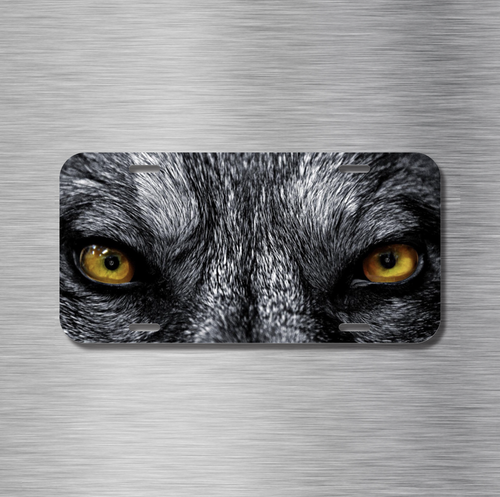 Wolf Dog Pero Lobo eyes werewolf Vehicle License Plate Front Auto Tag ...
