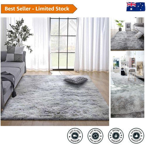 Luxury Fluffy Gray/White Rug - 80x120cm Shaggy Carpet for Modern Homes ...
