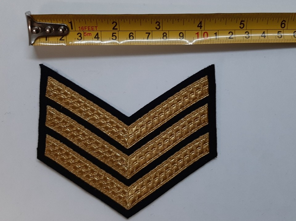 Mess Kit Chevrons Sergeant 3 Gold Bar Black British Army Old Pattern ...
