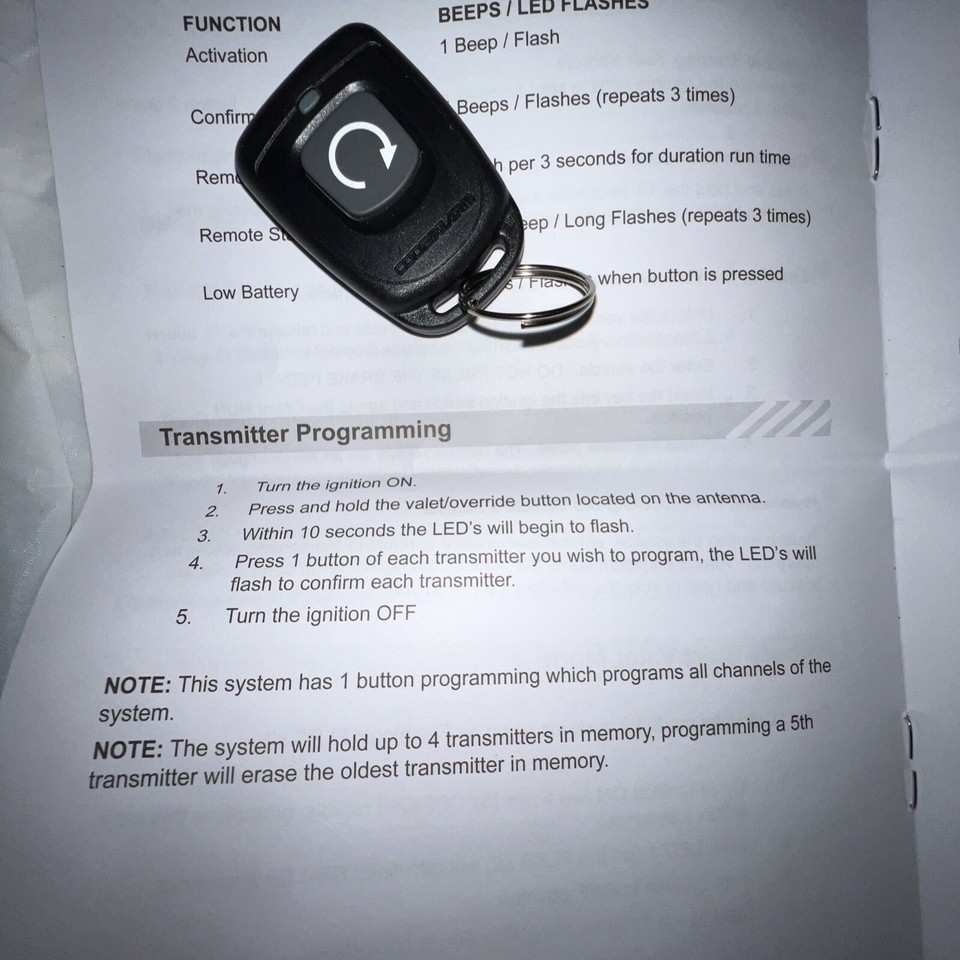 Code Alarm 1 Button Remote Start Transmitter Fob , CATX1B , FCC ID ...