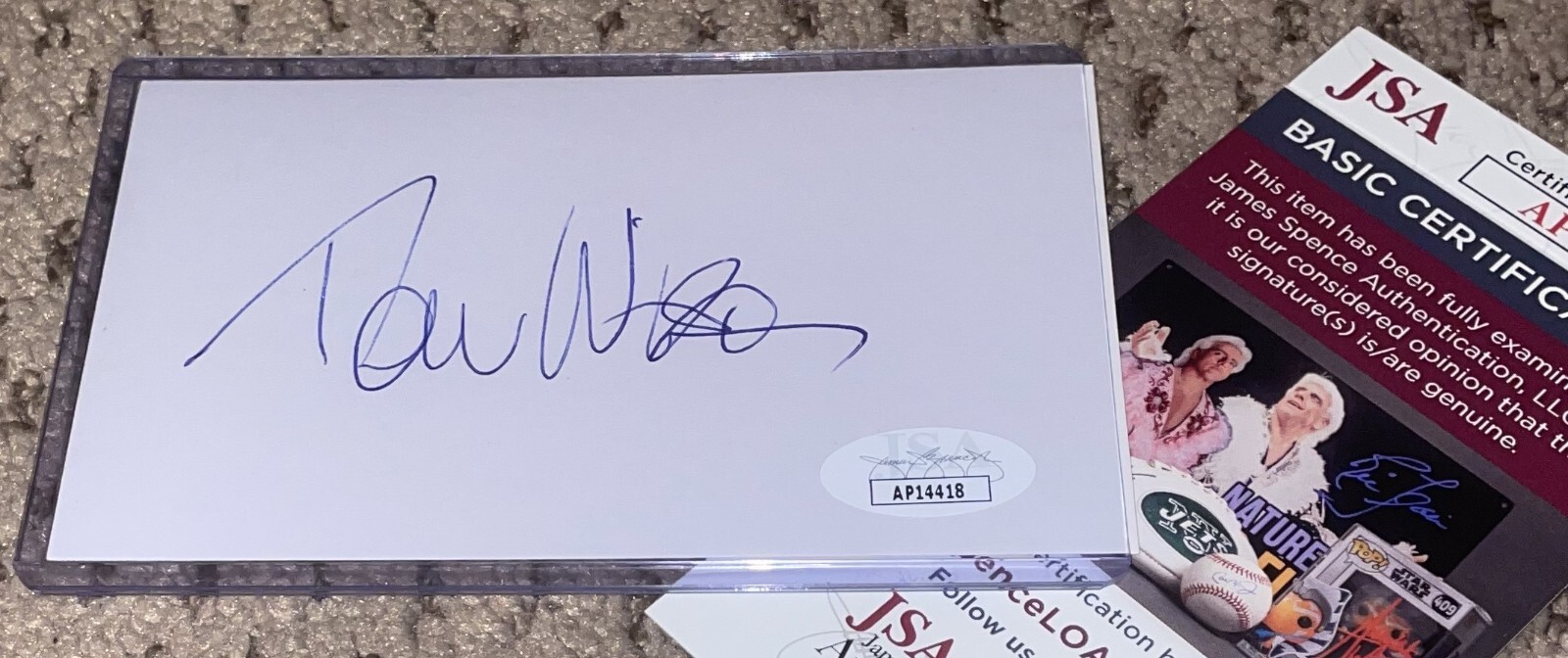 TOM WILSON SIGNED 3X5 INDEX CARD AUTOGRAPH JSA BIFF BTTF BACK TO THE FUTURE