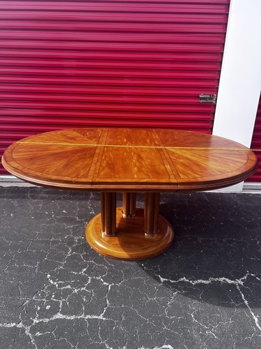 Vintage Flame Mahogany Oval Dining Table Extendable Pedestal Reeded ...