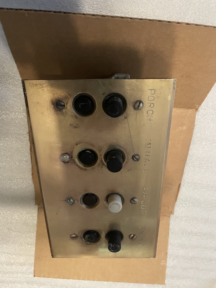 💡Vtg. Push Button Light Switches Porcelain Two Button 4 Gang Brass ...