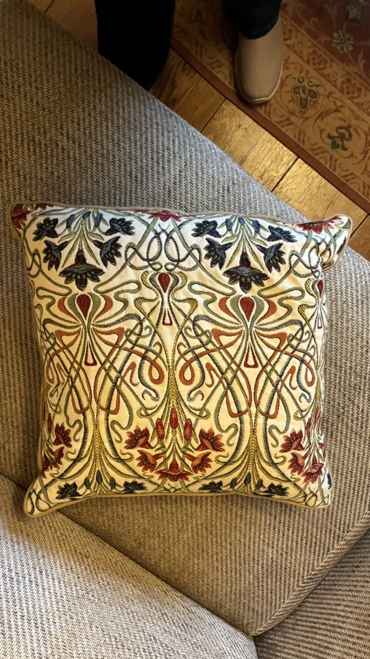 Art Nouveau cushion 45 x 45cm in Lucetta Jewel fabric, incl. Dunelm ...