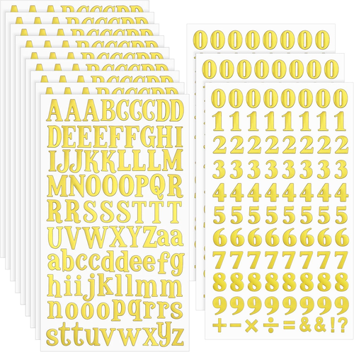 12 Sheets Gold Self Adhesive Alphabet Letter Stickers for Student Small ...