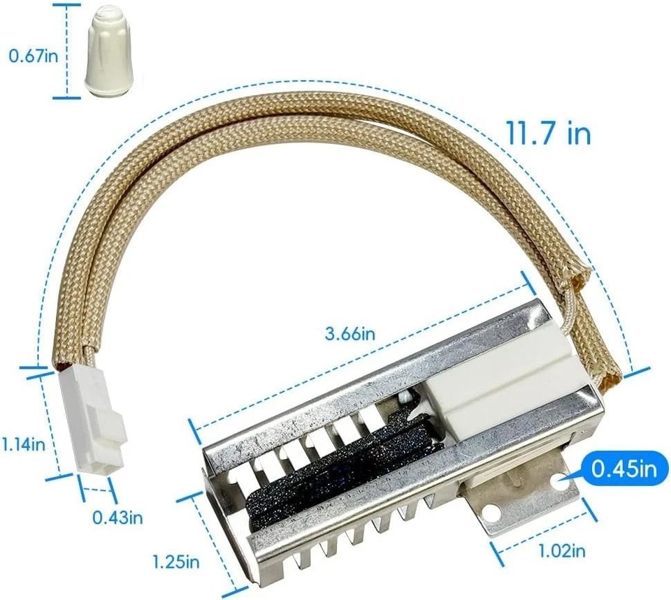 Burner Igniter for Whirlpool WFG320M0BB1, WFG320M0BB2 WFG320M0BS2 Gas ...