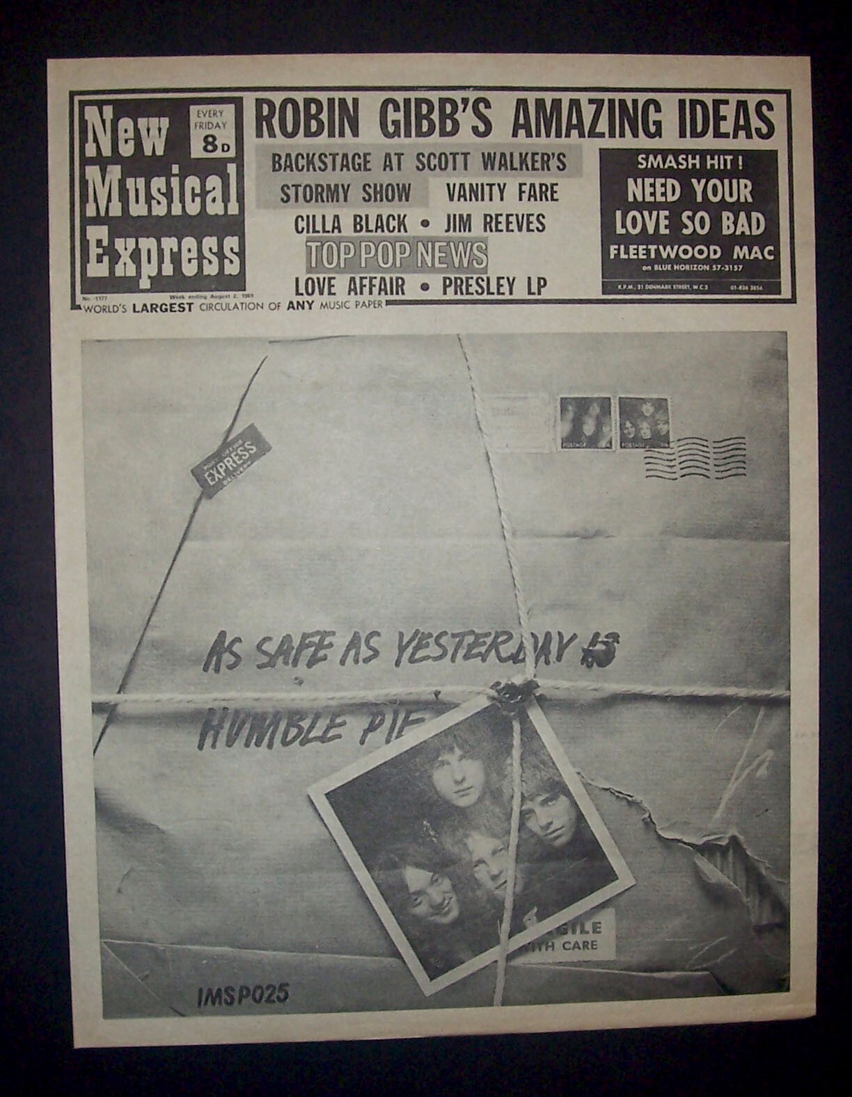Humble Pie As Safe as Yesterday Is 1969 NME Cover Poster Type Ad, Promo ...