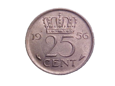 1956 Netherlands 25 Cents KM# 183 -Nice High Grade Circ Collector Coin ...