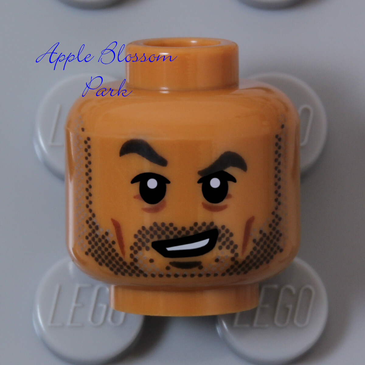 NEW Lego Medium FLESH MINIFIG HEAD w/Dark Brown Black Mustache Man ...