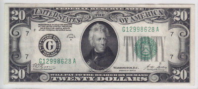 1928B $20 Federal Reserve Note Chicago IL FR#2052-G G12998628A | eBay