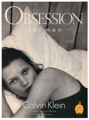 Kate Moss Obsession For Men Calvin Klein fragrance advertisement AD ...