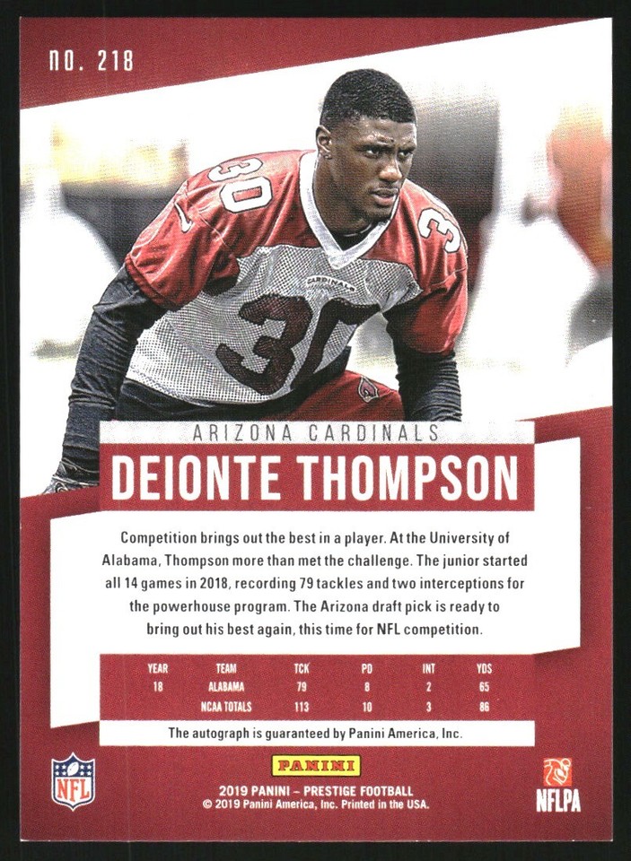 2019 Prestige Xtra Points Signatures #218 Deionte Thompson Auto | eBay