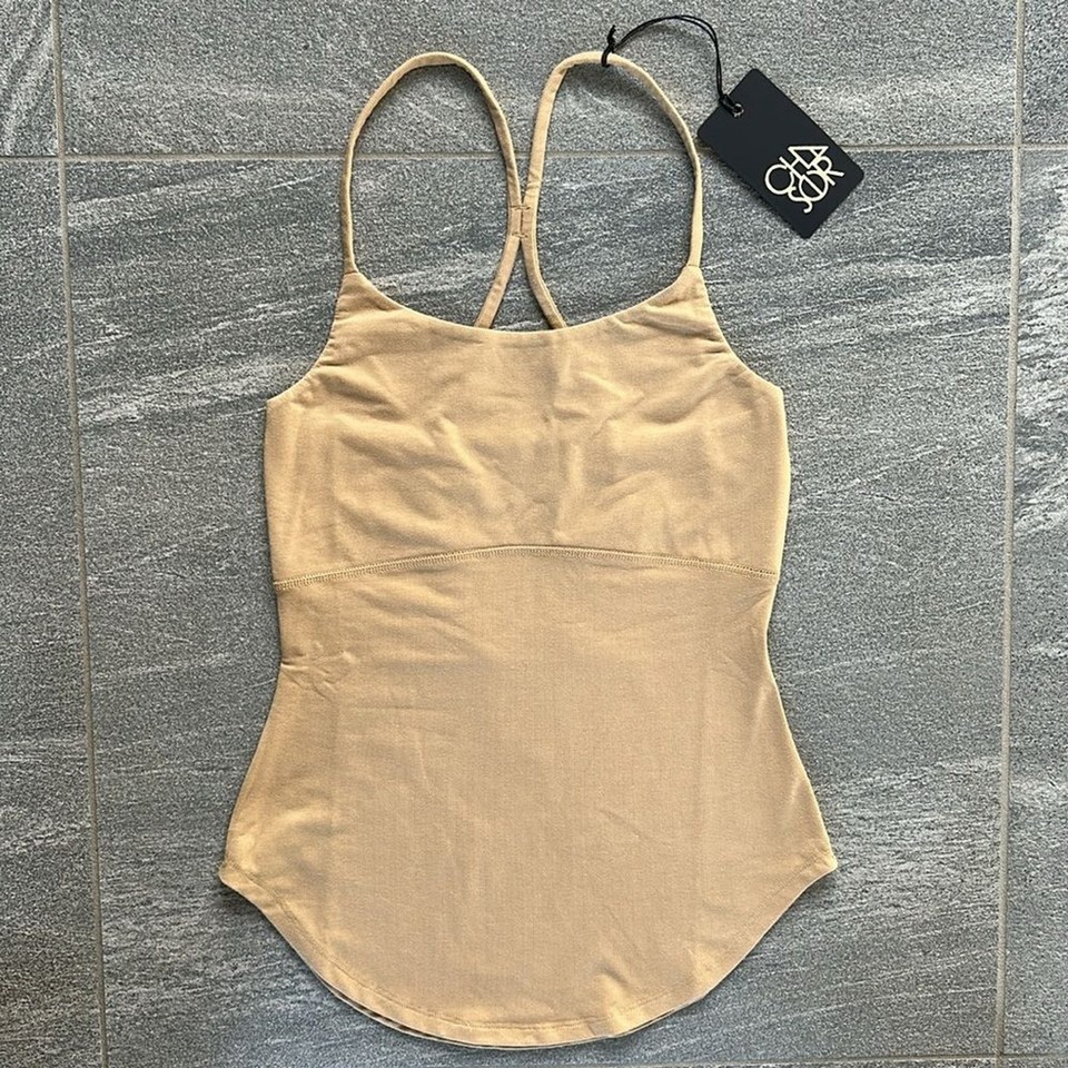 NWT Chaser Racerback Tank Top Keyhole Open Back Spaghetti Strap in Tan ...
