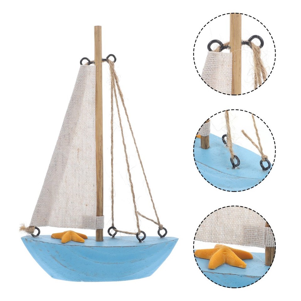 Mediterranean Style Sailboat Models Nautical Wooden Sailing Boat Ship ...