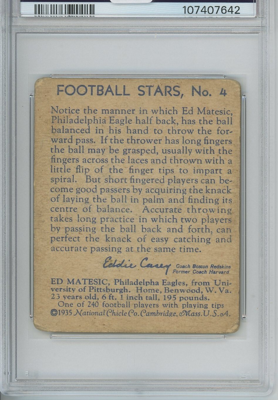 1935 National Chicle Football Stars - Ed Matesic #4 (RC) for sale ...