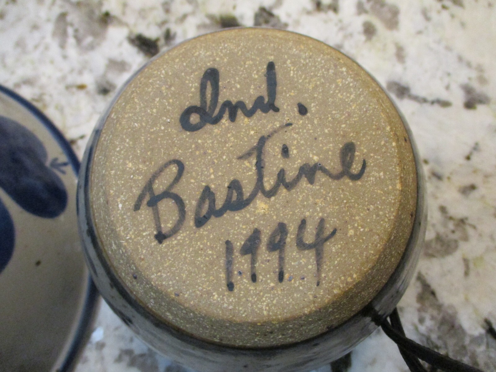 Bastine Pottery Bowls 1994 Blue Spongeware Hearts Cobalt - Made In ...