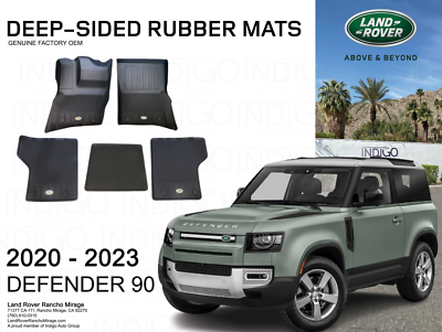 GENUINE FACTORY OEM LAND ROVER BLACK RUBBER FLOOR MATS DEFENDER 90 ...
