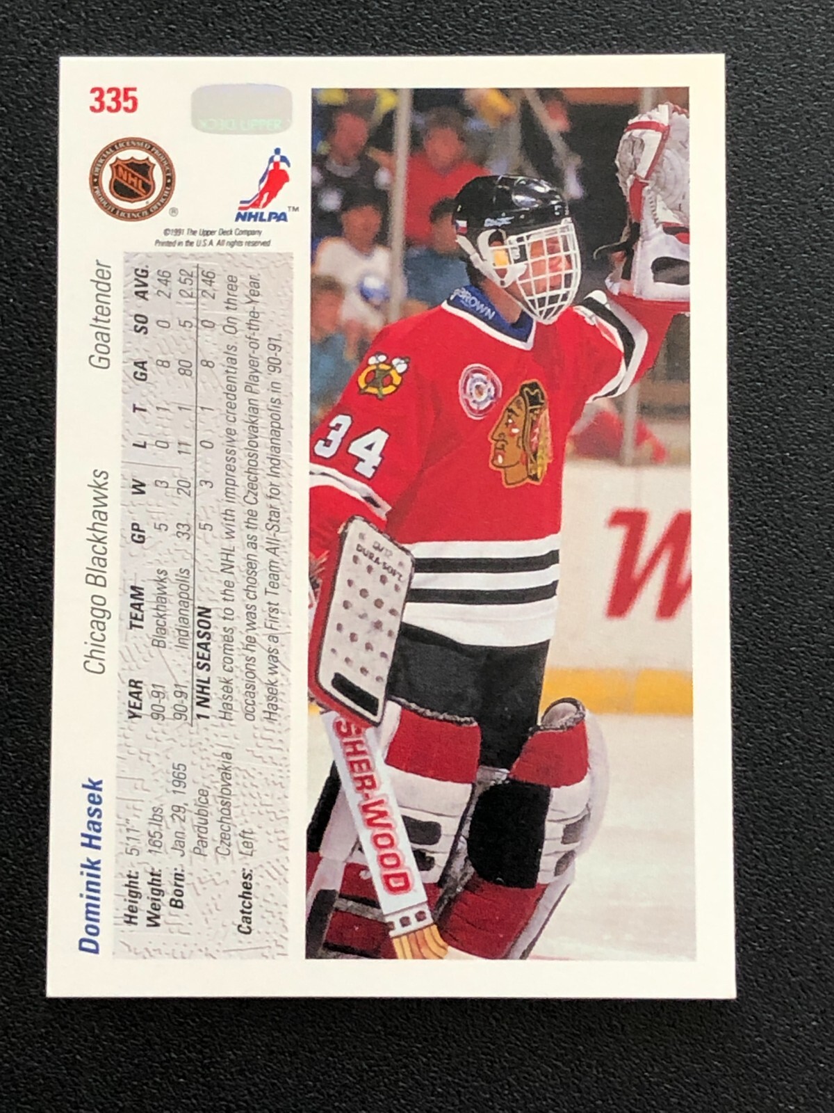1991-92 Upper Deck #335 Dominik Hasek Rookie Card Chicago Blackhawks | eBay