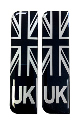 Domed Union Jack UK Silver/Black Number Plate Stickers - 29mm - GLOSS ...