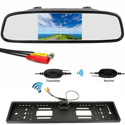 Wireless Car Rear View Kit 4.3" Mirror Monitor LED Night Vision ...