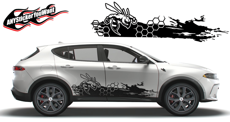 x2 Honeycomb Hornet Side Splash Vinyl Decals Fits Dodge Hornet 2023 | eBay