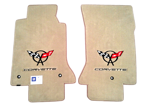 Fits C5 Corvette Carpet Floor Mats Light Shale (Tan) W/Double Logo ...