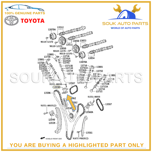 13550-31020 Genuine Toyota TENSIONER ASSY, CHAIN, NO.2 1355031020 OEM ...