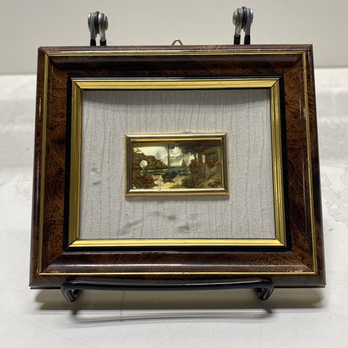 Miniature Italian Landscape Lithograph Embossed Silver Matted & Framed ...