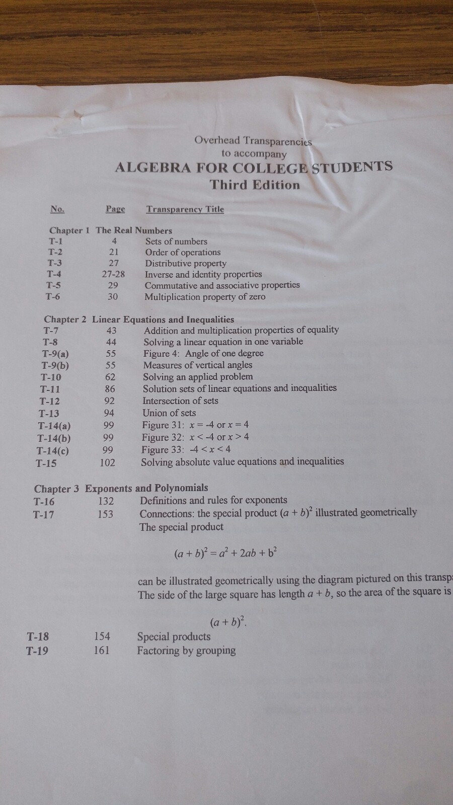 Algebra for College Students. Overhead Projector Transparencies. | eBay