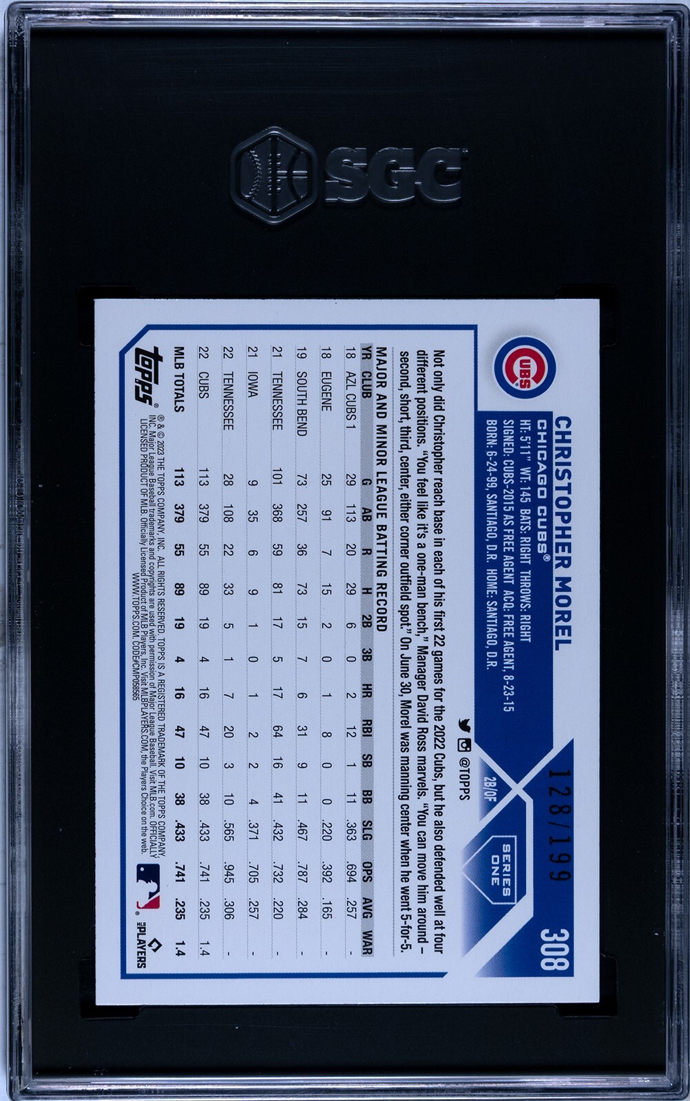 2023 Topps Series 1 Christopher Morel #308 RC Red Foilboard /199 Graded ...