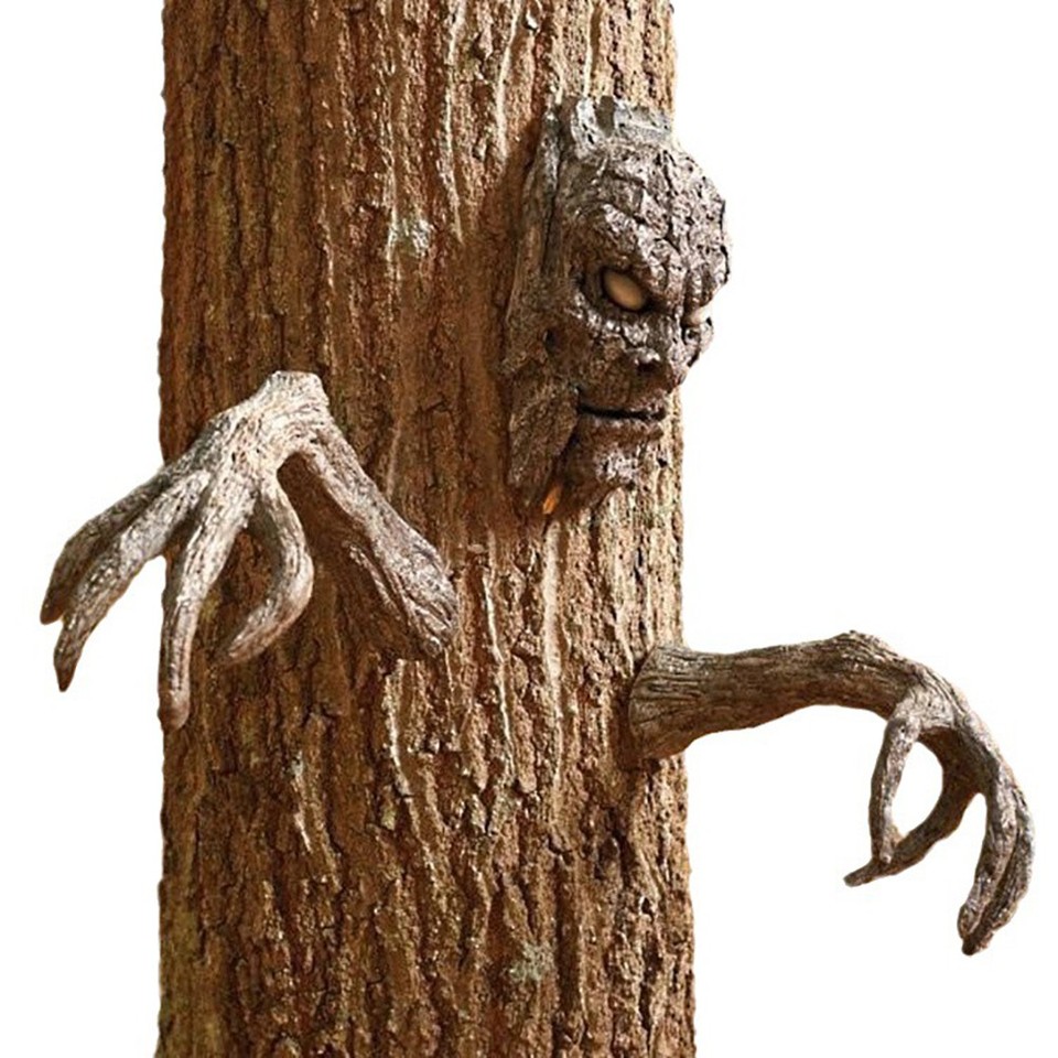 Tree Bark Monster Yard Decor, Bark Face Tree Person Decor for Halloween ...