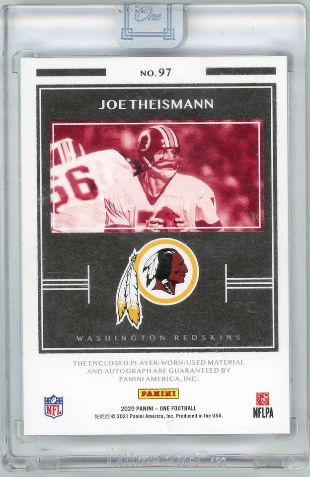 Joe Theismann - 2021 Panini One Football Patch Auto 2/4 | eBay