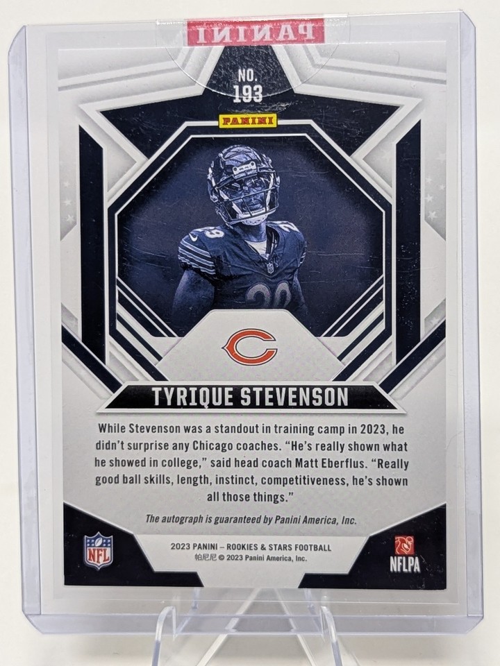 Tyrique Stevenson, 2023 Rookies & Stars, Auto Chicago Bears 31/199 #193 ...