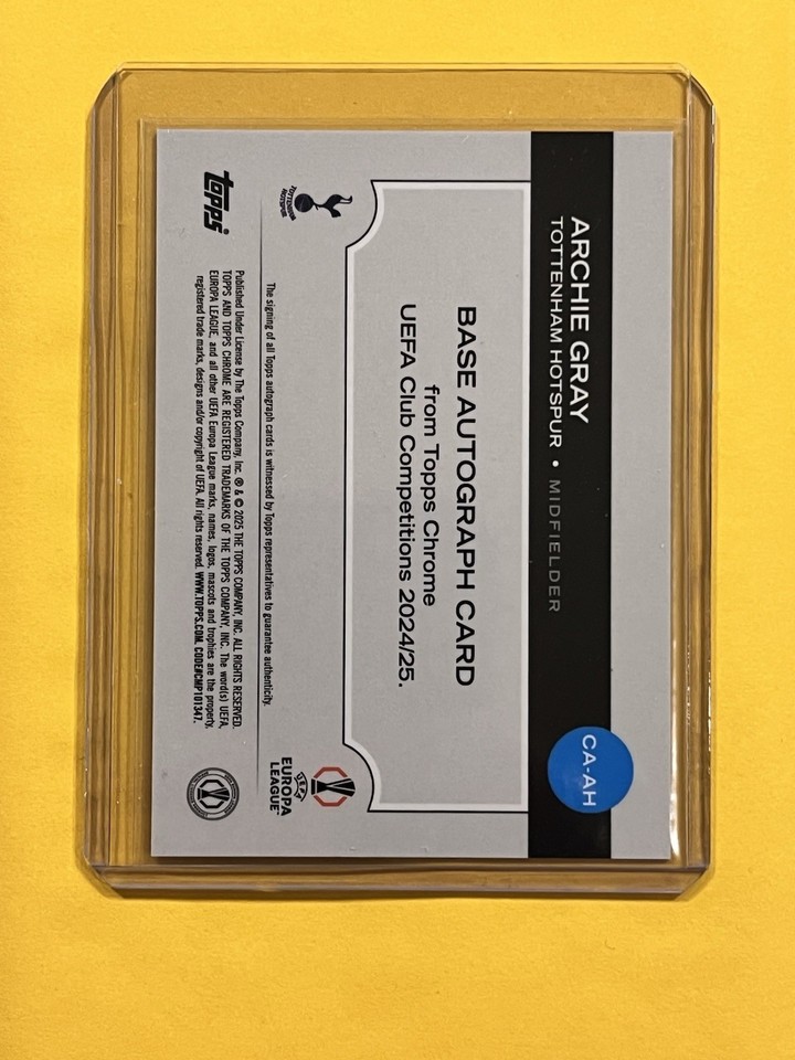 ARCHIE GRAY 2024-25 Topps Chrome UEFA Toppsfractor Logo Rookie AUTO ...