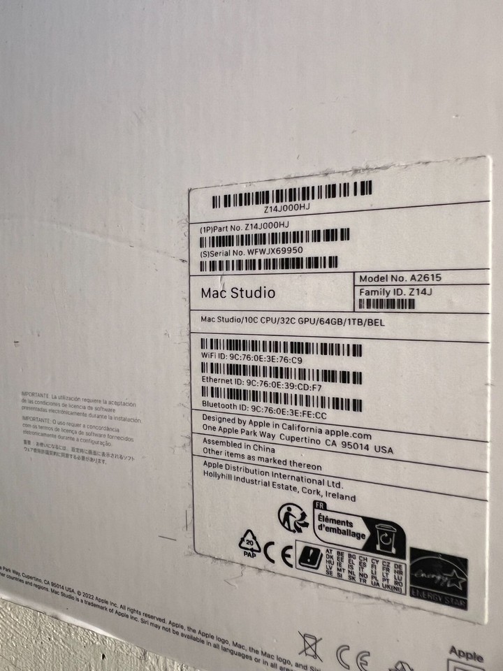 EMPTY BOX / BOITE VIDE Apple MacStudio puce M2 Ultra A2901 | eBay