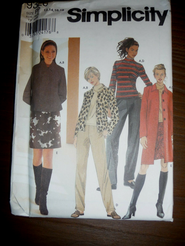 Simplicity 9326 women's 12-18 multi pattern suit skirt jacket pants top ...