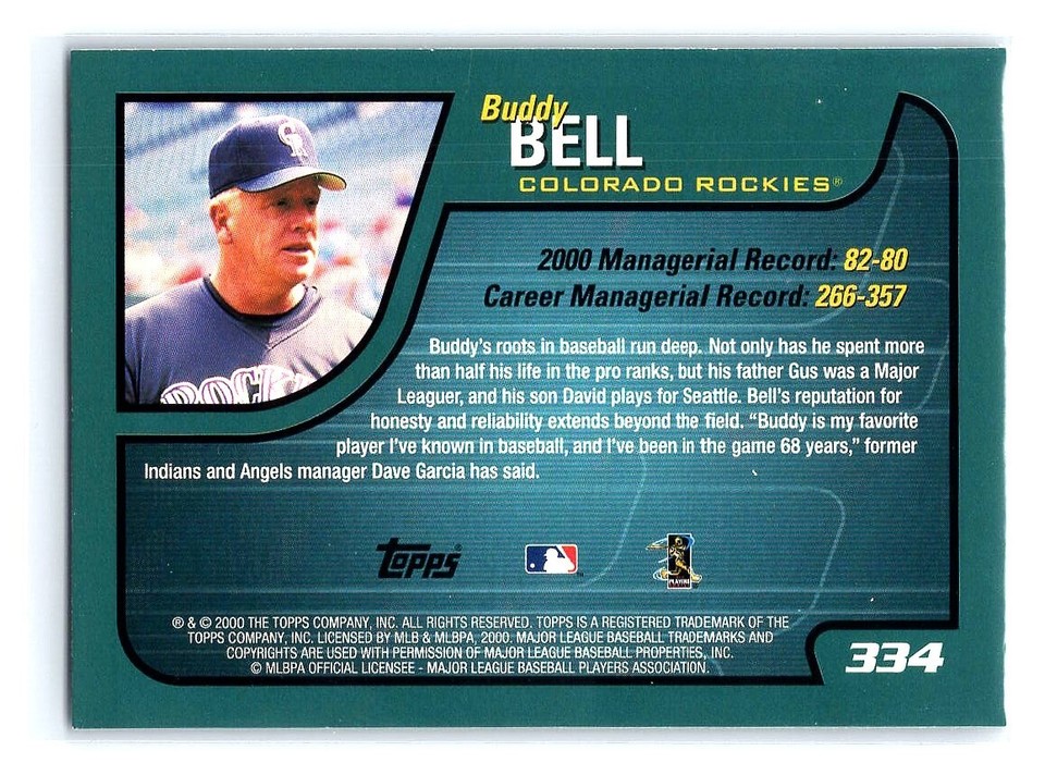 2000 Topps 50 Years Buddy Bell Colorado Rockies #334 | eBay