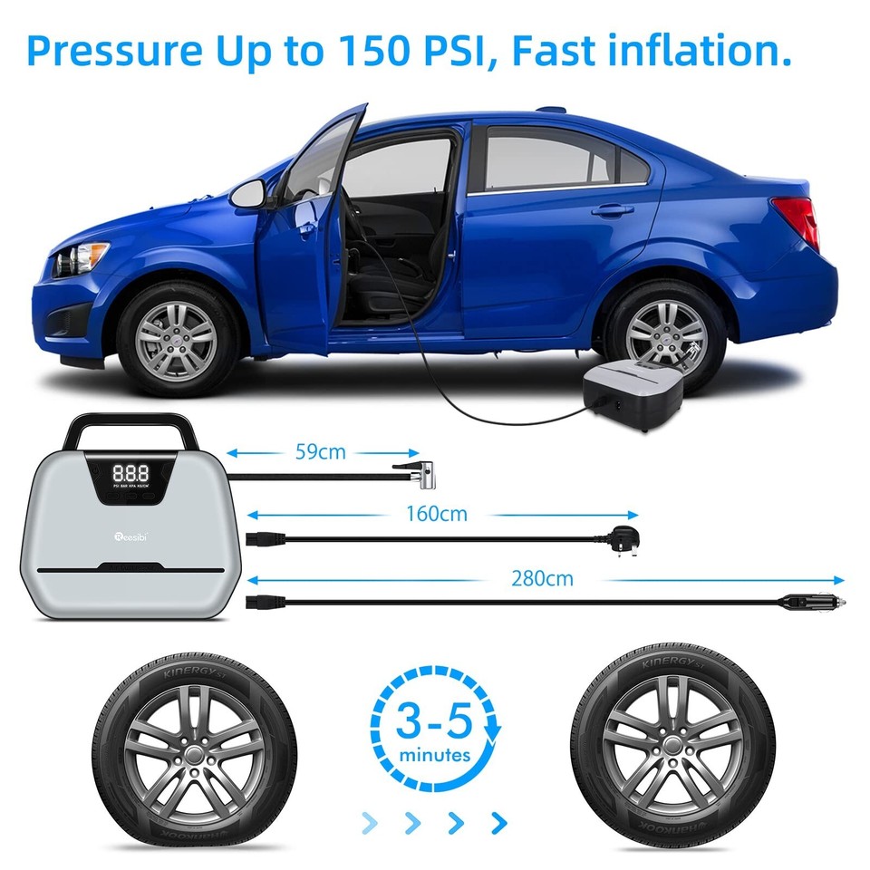 Tyre Inflator Air Compressor, Mains Tyre Inflator 240V, Easy Pump Air ...