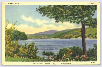 WI Greetings from Chetek, Scenic View, Lake, Linen Posted 1947 | eBay