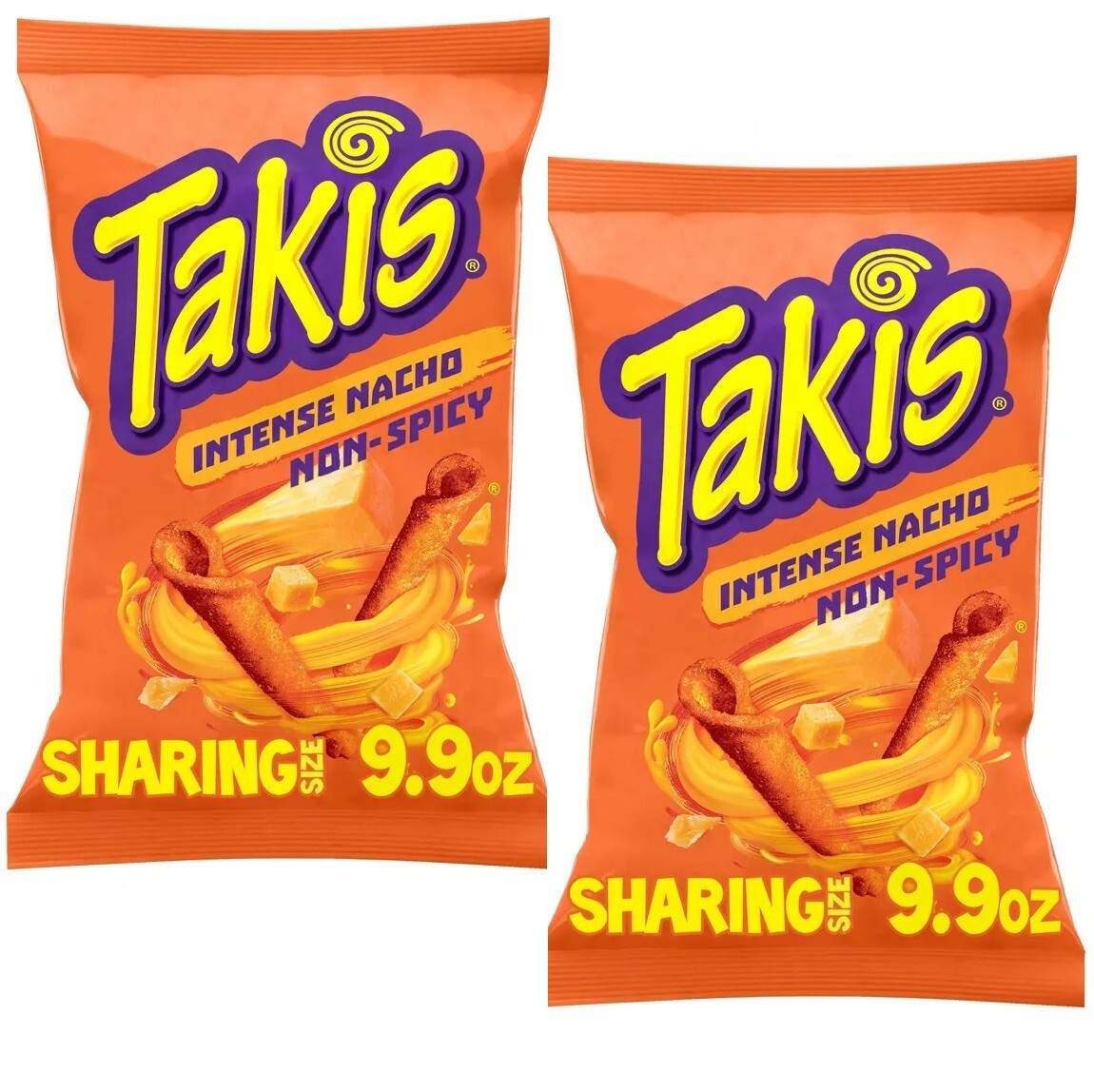Takis INTENSE NACHO NON-SPICY Flavor Rolled Tortilla Chips 9.9Oz 2 Bags ...