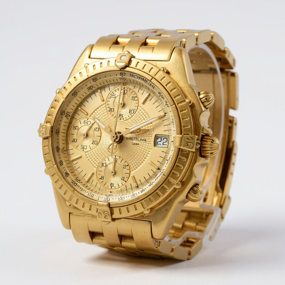 Men's Breitling 40mm Chronomat 18K Yellow Gold Watch w/Gold Dial & Gold ...