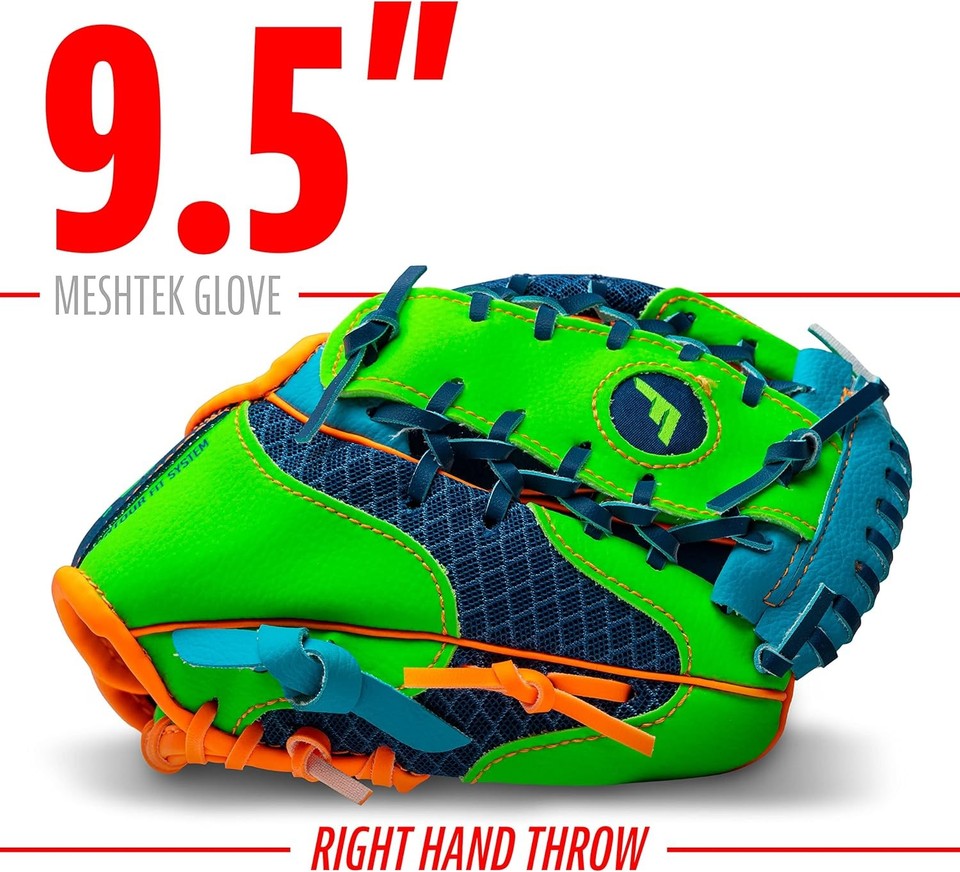 Kids Baseball Glove + Foam Ball Sets - Meshtek Youth Teeball Gloves for ...