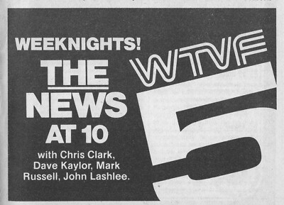 1978 WTVF TENNESSEE TV NEWS AD JOHN LASHLEE DAVE KAYLOR MARK RUSSELL ...