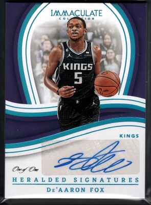 1/1 De'Aaron Fox Auto Platinum Heralded Signatures 2022-23 Immaculate ...