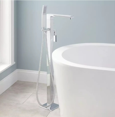 Signature Hardware Ryle Freestanding Tub Faucet and Hand Shower, Chrome ...
