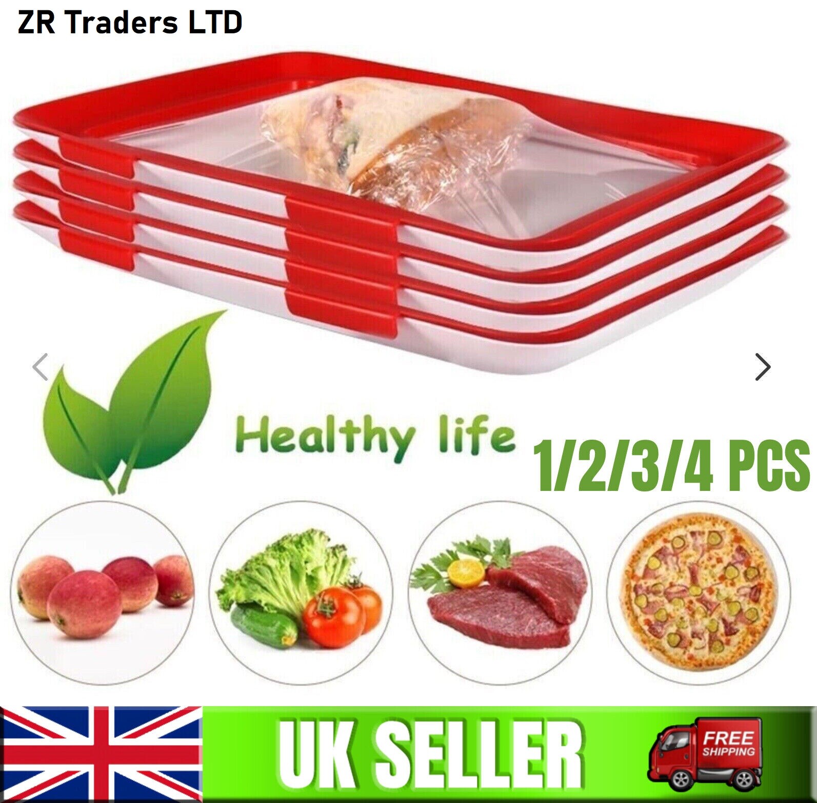 Creative Reusable Food Preservation Tray Fresh Storage Container ...